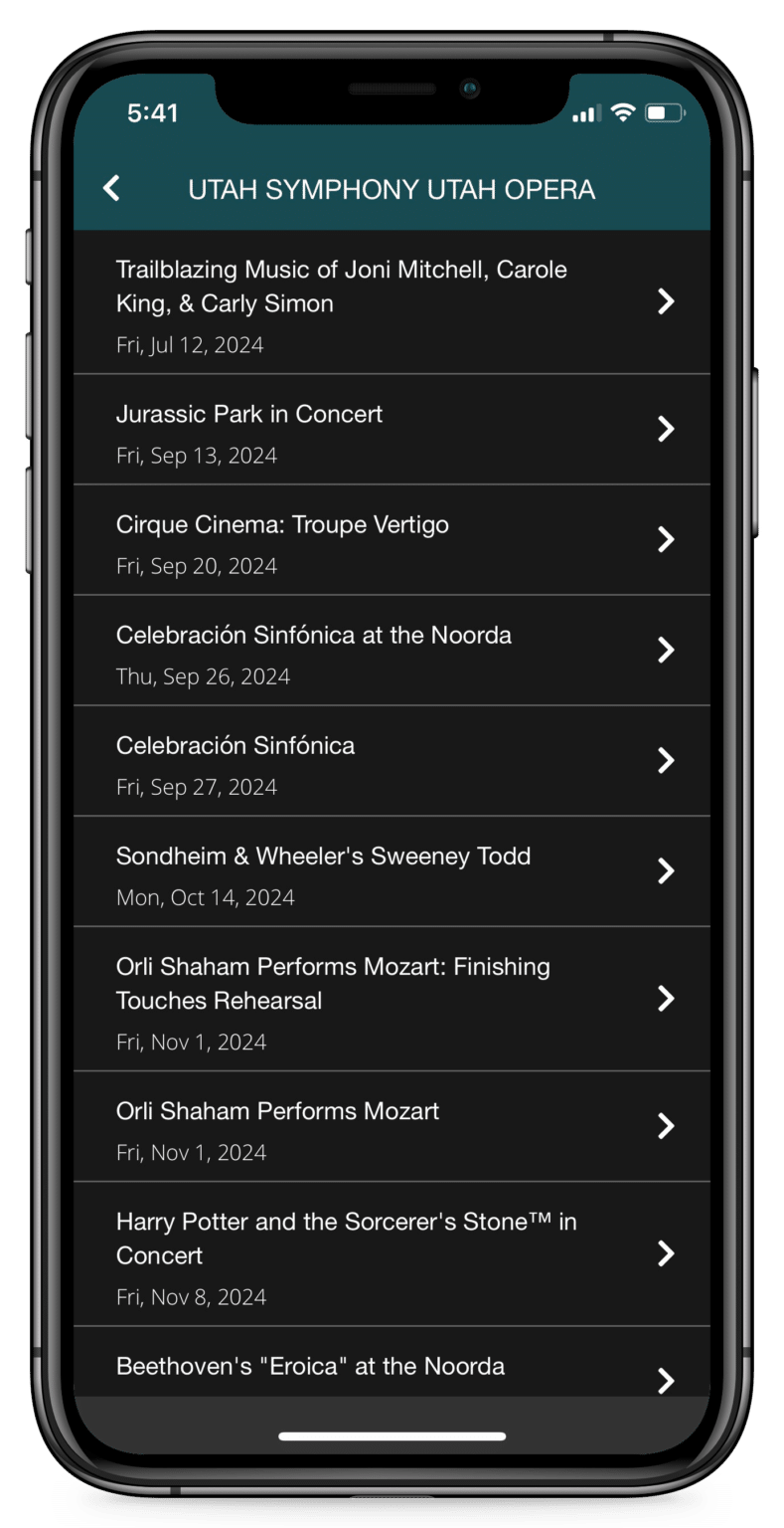 Mobile App - Utah Symphony
